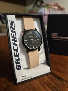 Skechers | Accessories | Skechers Womens Black Dial Silicone Strap ...